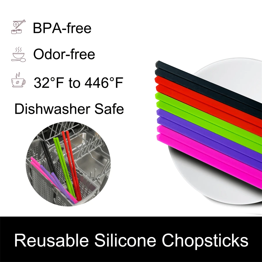 1 Pair 9-Inch 22.5cm Best Silicone Chopsticks Nonstick Kitchen Cooking ...