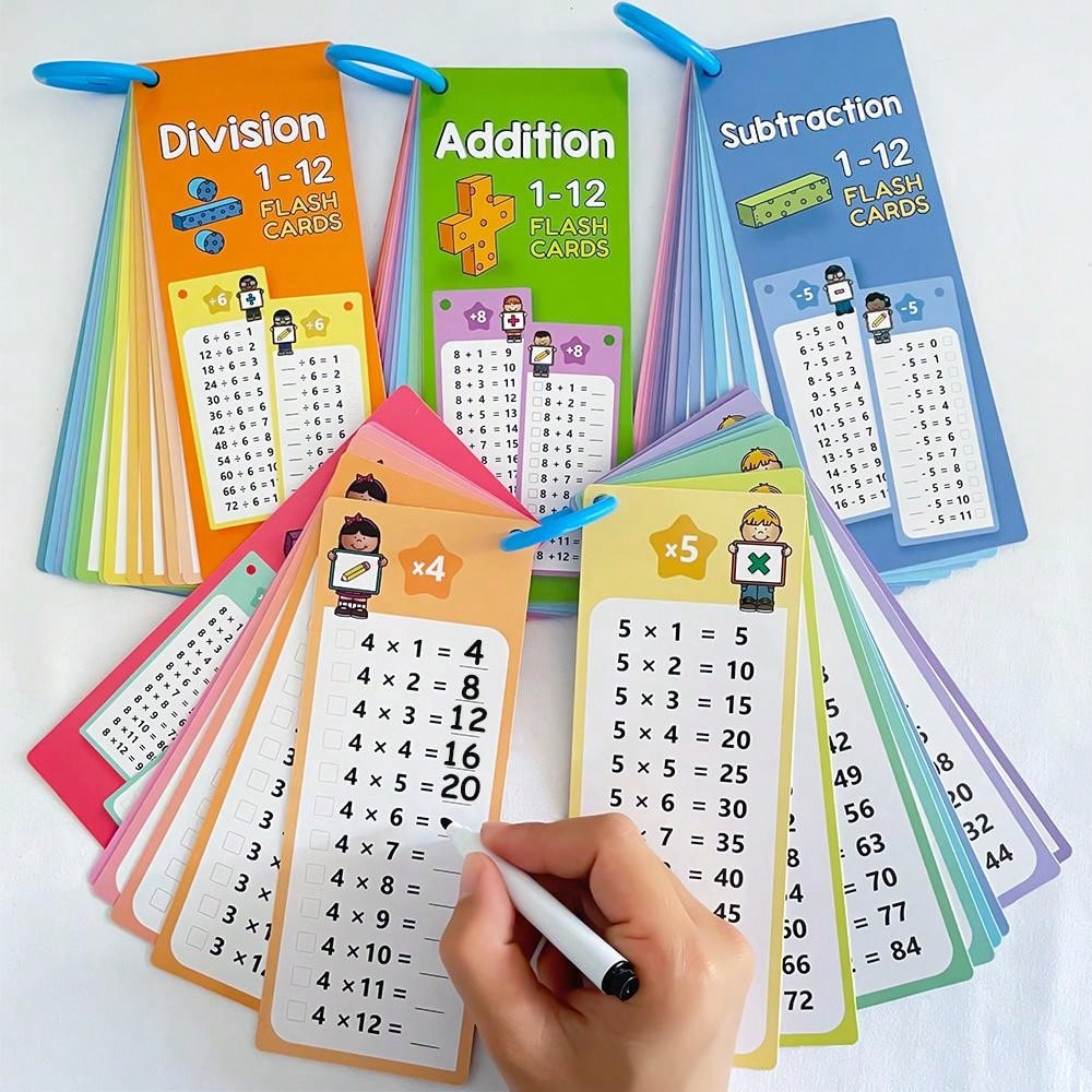 Kids Math Education Flashcards Multiplication, Addition, Subtraction ...