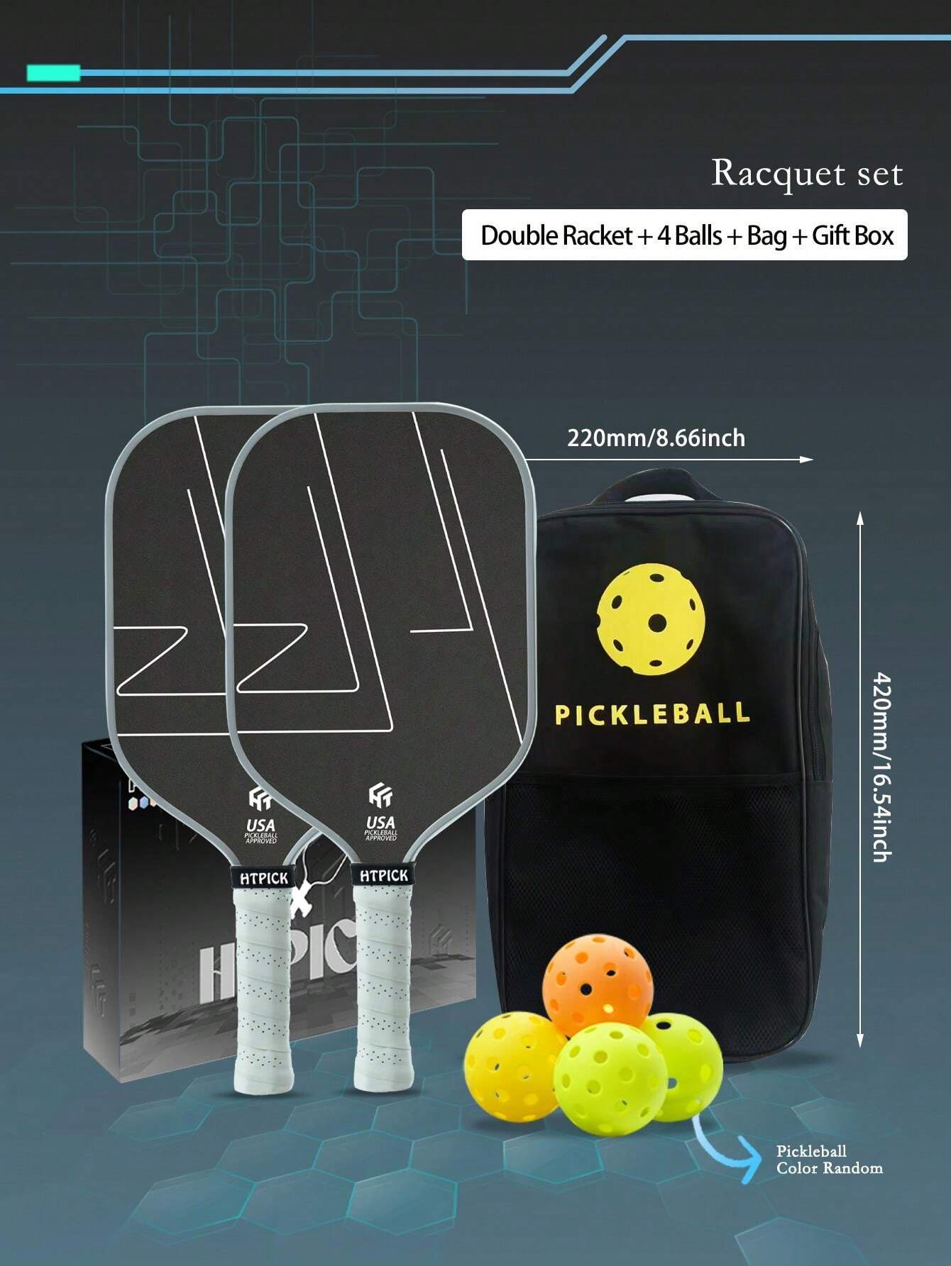 Professional Extra-Long Wood Grain Texture Grip Pickleball Paddle ...