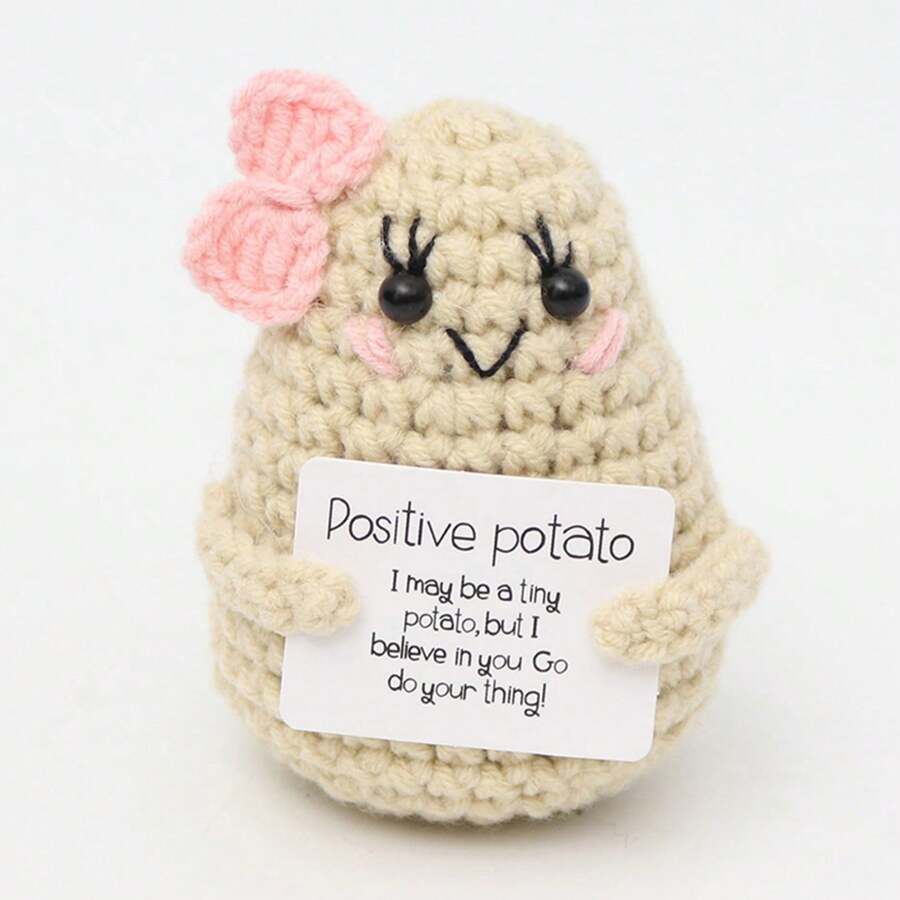 Funny Positive Potato, Knitted Potato Doll With Positive Cards ...