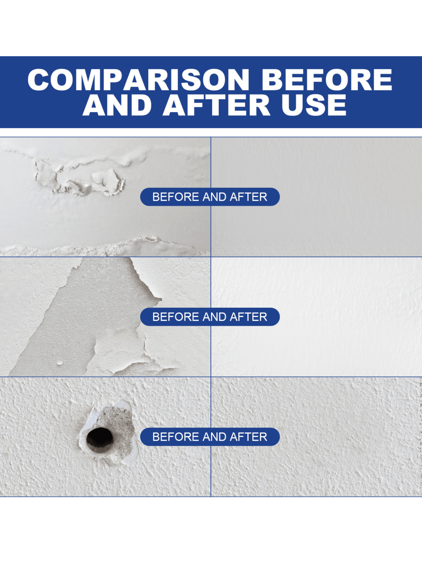 Jue-Fish Wall Repair Putty, White, For Repairing Wall Cracks, Covering ...