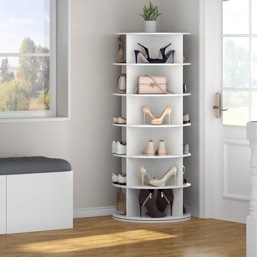 Rotating Shoe Rack, 6-Tier Spinning Shoe Rack Tower, Free Standing 360 ...