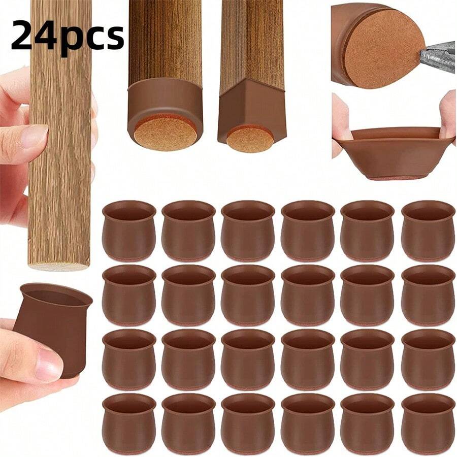 24 Packs Upgraded Ruby Slider Chair Leg Protector Hardwood Floors Fits ...