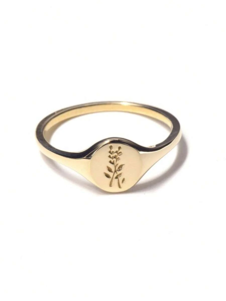 1 Piece Stylish Minimalist Lavender Plant Decor Women's Ring For Casual ...