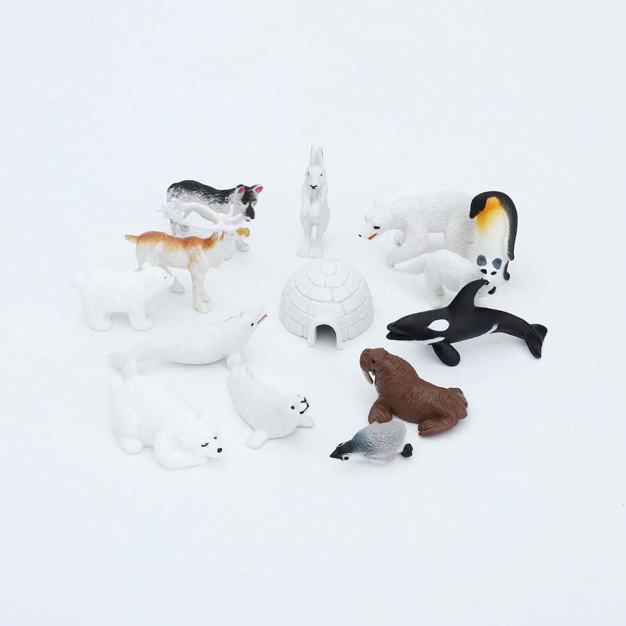 15 Pieces Mini Arctic Animals Toys Set Polar Animal Figurines Plastic Arctic Tundra Deer Toy ...