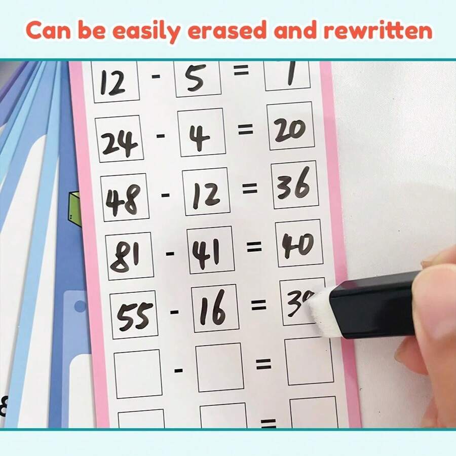 Kids Learning 1-12 Addition & Subtraction Flash Cards With Dry Erase ...