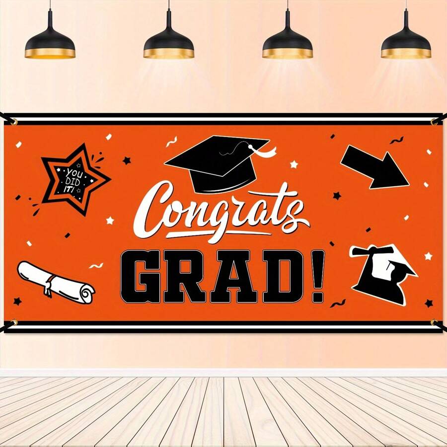 1pc Graduation Backdrop Banner Orange Large Congrats Grad Party ... 1pc Graduation Backdrop Banner Orange Large Congrats Grad Party ...