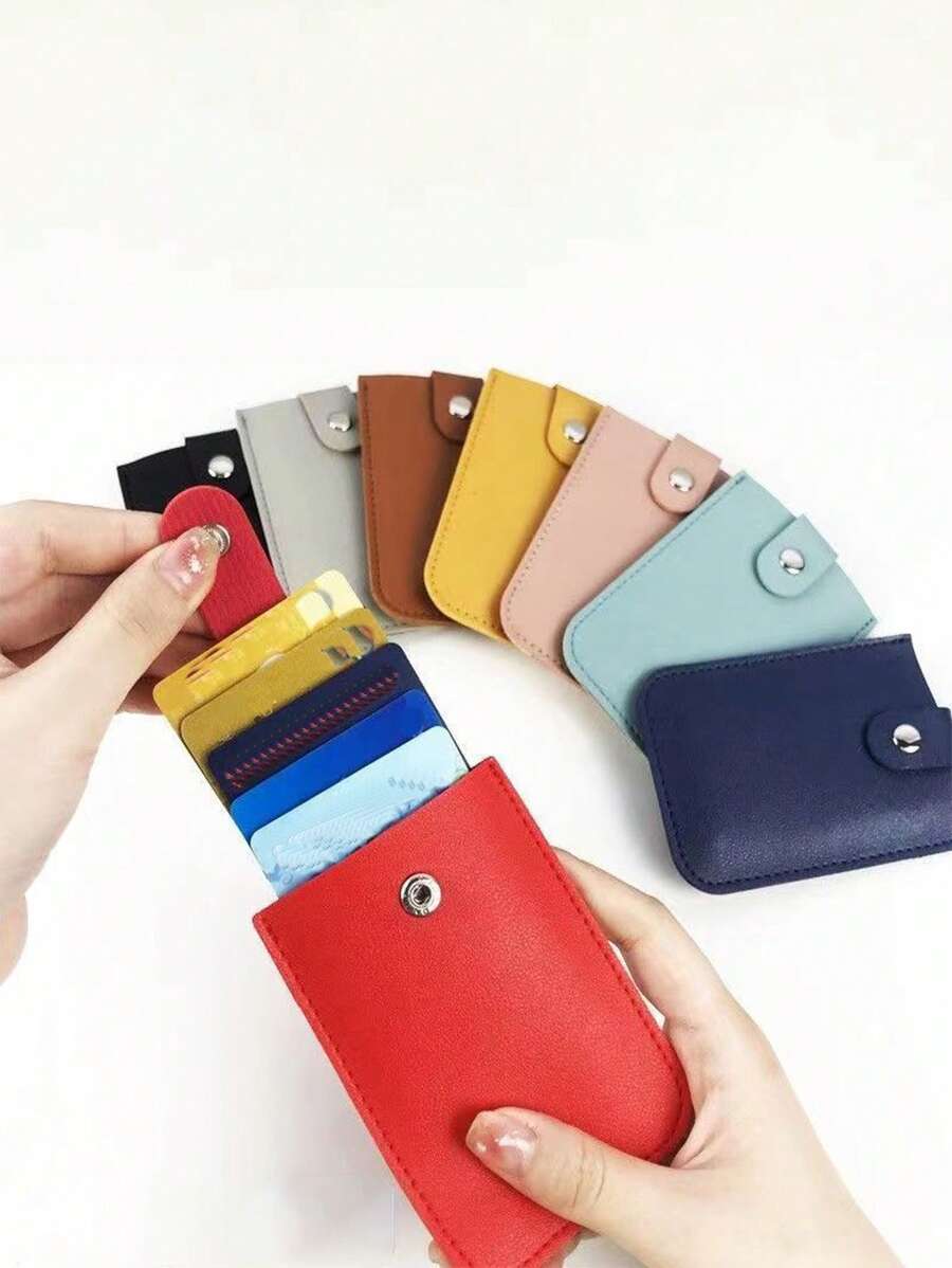 Random Color Pull-Out Card Holder With Multiple Card Slots Id Card ...