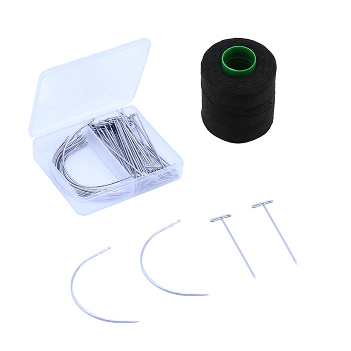 70 Pieces Wig Making Pins Needles Set, Wig T Pins And C Curved Needles ...