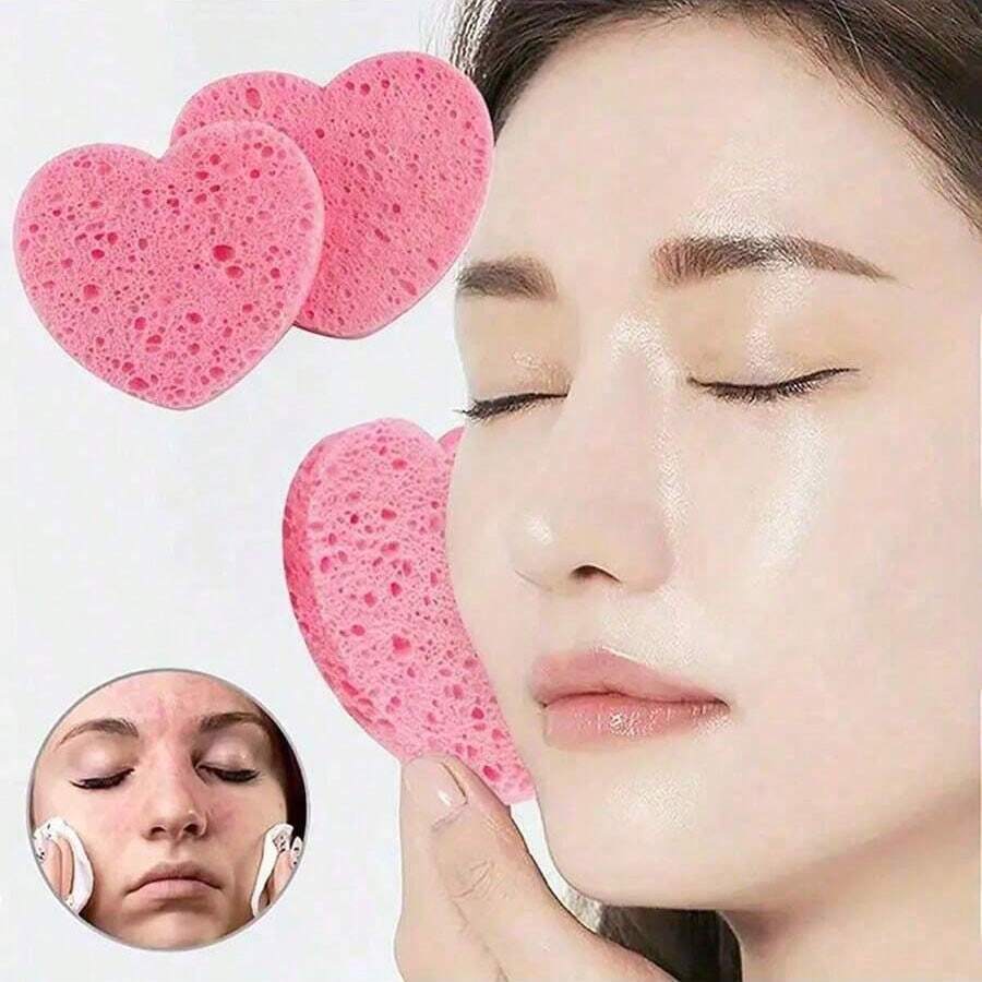 10pcs Heart Shape Compressed Face Wash Puff Facial Cleansing Sponge ...
