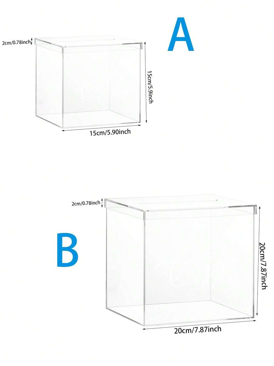 1 Set Deluxe Clear Acrylic Wedding Card Box With Lid, Lucite Gift/Money ...