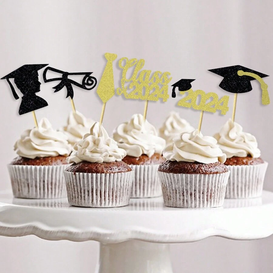 12pcs Class Of 2024 Graduation Theme Cake Toppers - Necktie ...