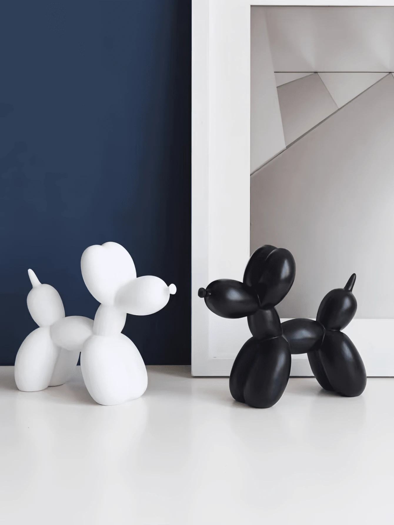 1pc Handmade Resin Balloon Dog Statue Ornament - Cute White Animal ...