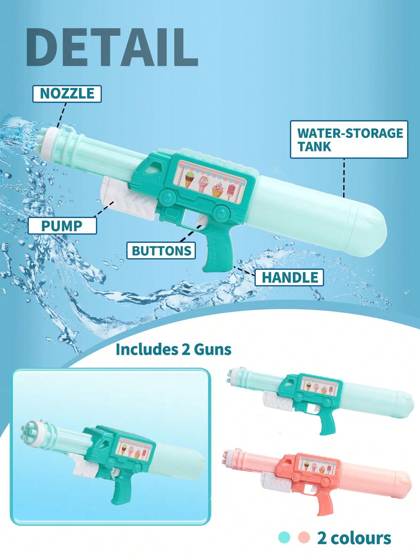 Kids' Outdoor Water Gun, Shooting & Water Blasting Spray Gun For ...