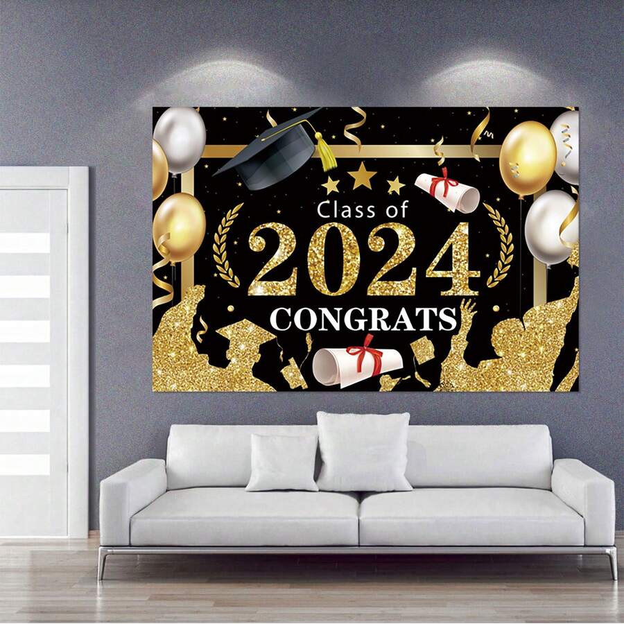 5*3 Feet 2024 Graduation Backdrop Various Styles Glitter Large ...