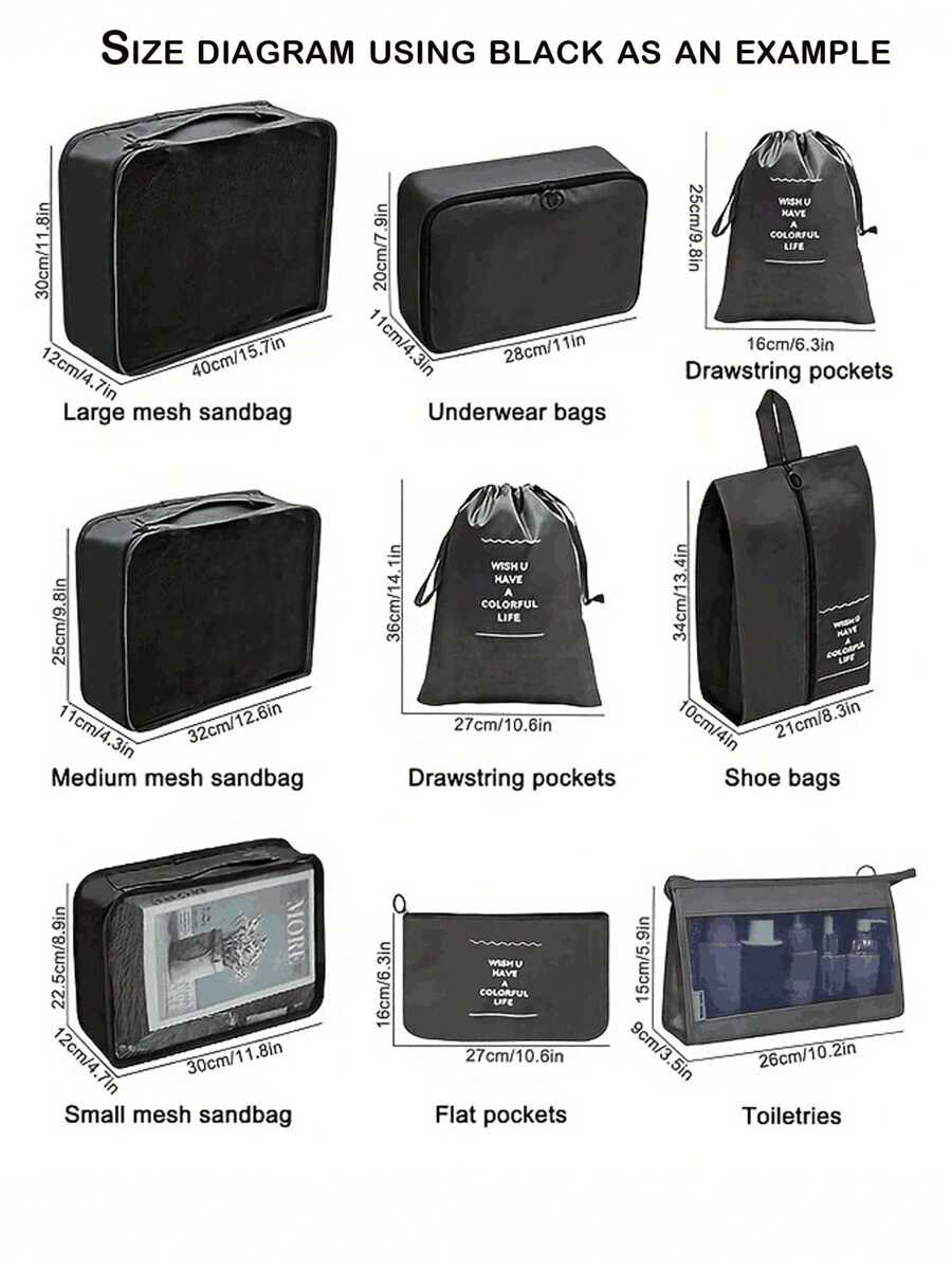 9-Piece Bundle Mouth Storage Bag, Pink 9-Piece Clothing Sorting And ...