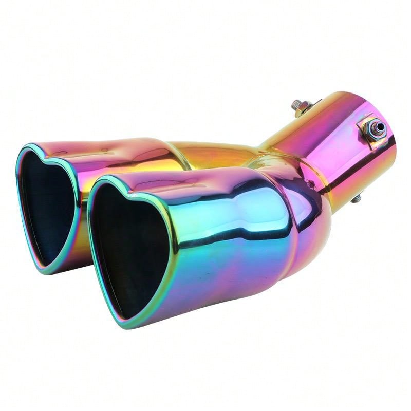 Car External Parts Colorful Heart Shape Double Exhaust Tail Pipes ...