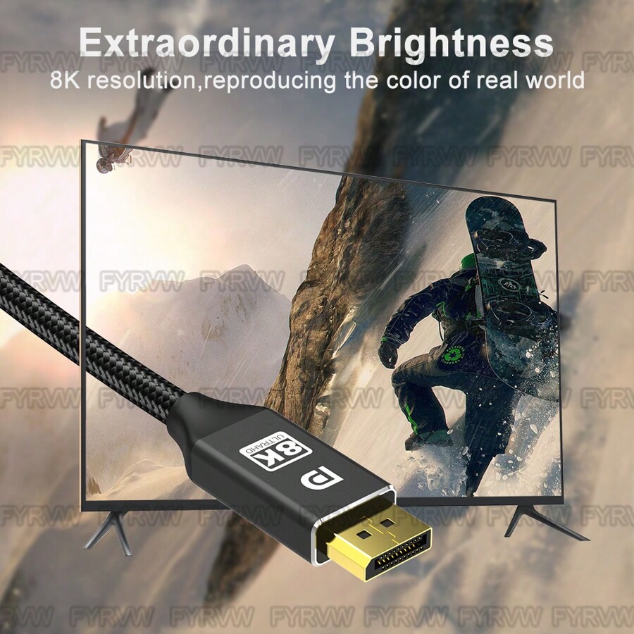 8K DisplayPort Cable DP 240Hz Cable DP1.4 8K 4K 144Hz 165Hz Display ...