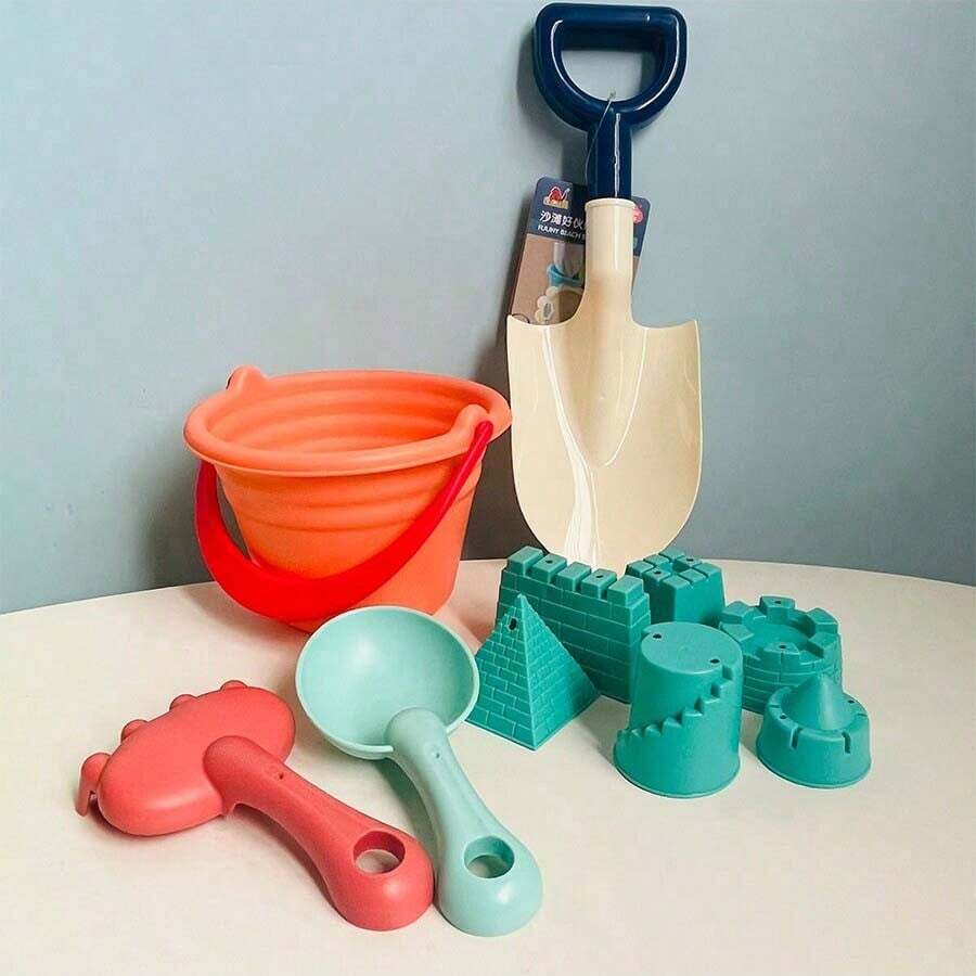 Kids' Beach Toy Set With Sand Shovel, Sand Bucket, Sand Clock And Mold ...