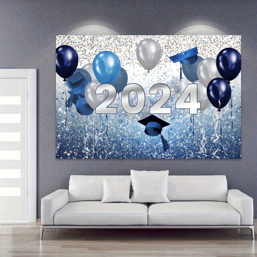 5*3 Feet 2024 Graduation Backdrop Various Styles Glitter Large ...