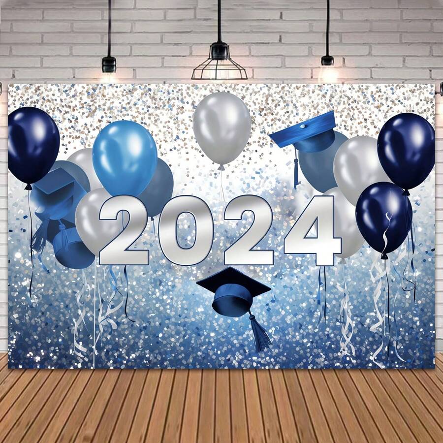 5*3 Feet 2024 Graduation Backdrop Various Styles Glitter Large ...