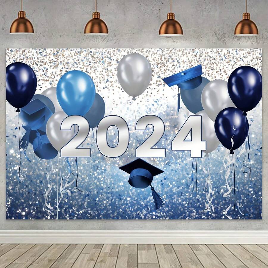 5*3 Feet 2024 Graduation Backdrop Various Styles Glitter Large ...
