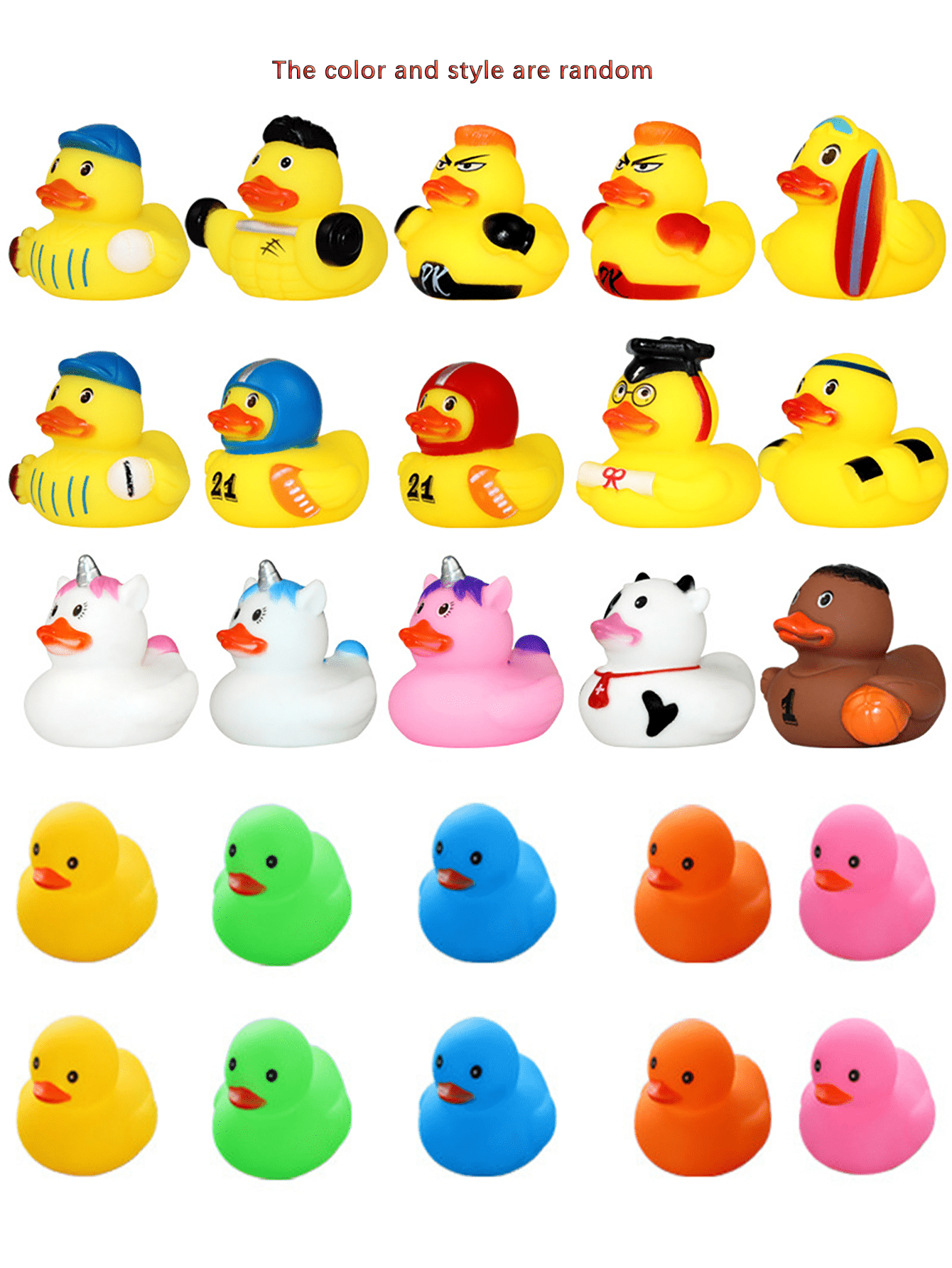 15 Or 30pcs Colorful Rubber Duck Bath Toys Variety Pack - Safe Plastic ...