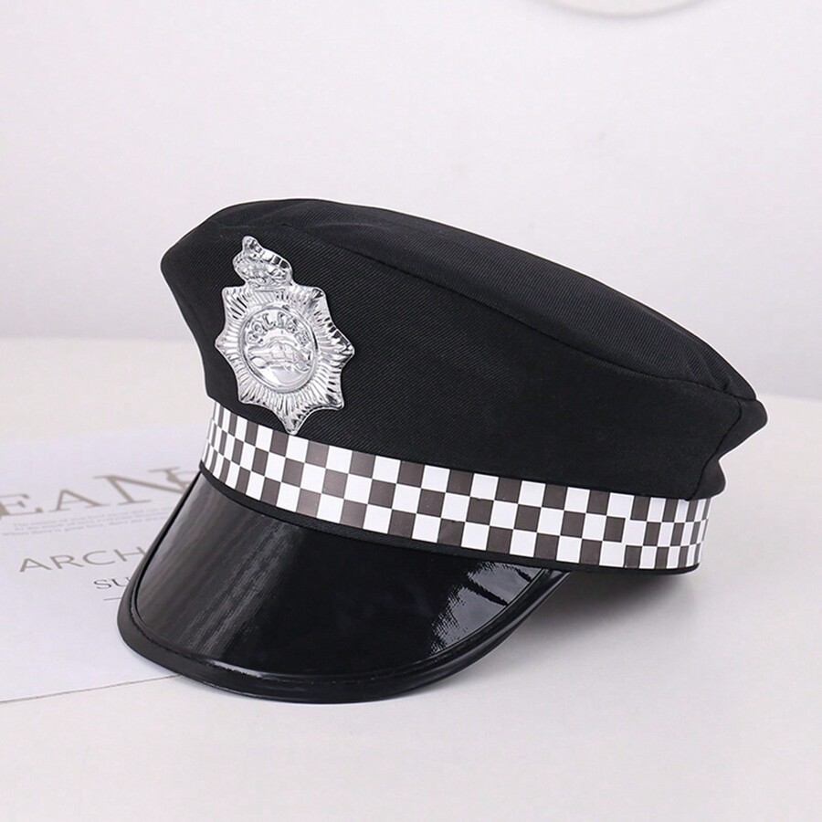 1pc Adult Police Hat Octagonal Flat Hat Cosplay Prop Us Police Uniform ...