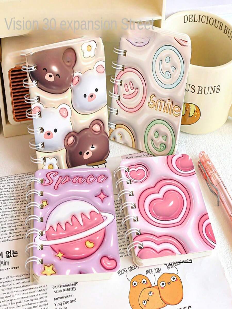 A Pack Of 4 A7 New 3D Three-Dimensional Flip Coil Notebooks With High ...