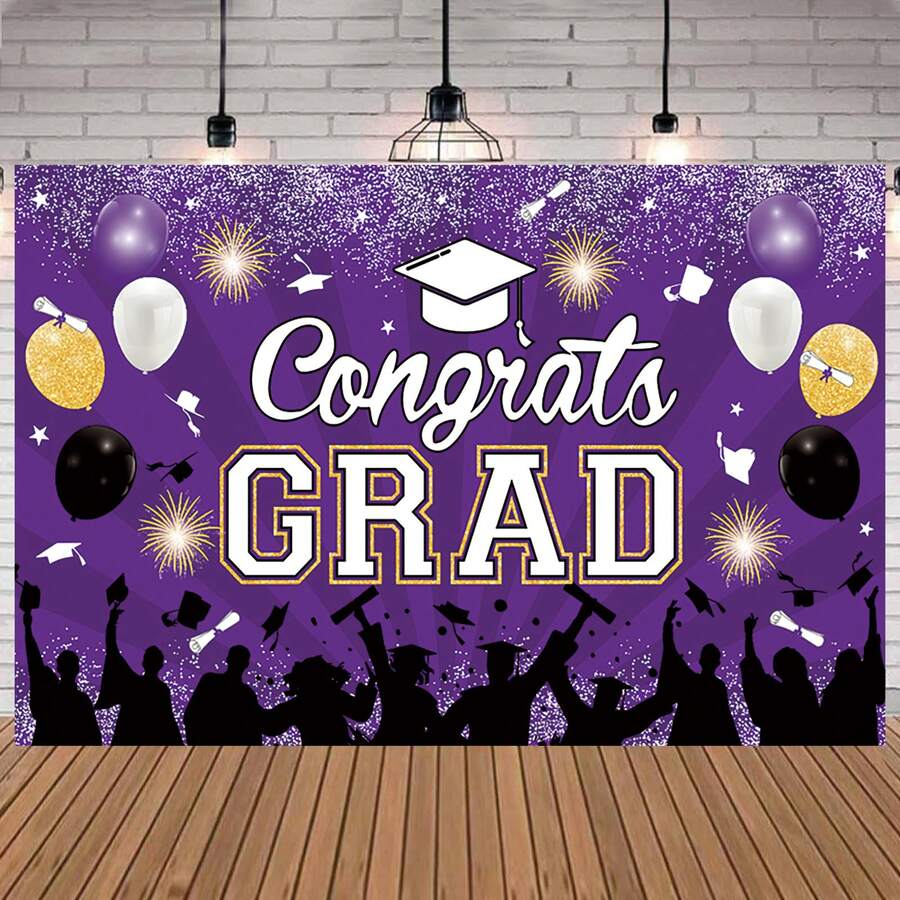 5*3 Feet 2024 Graduation Backdrop Various Styles Glitter Large ...