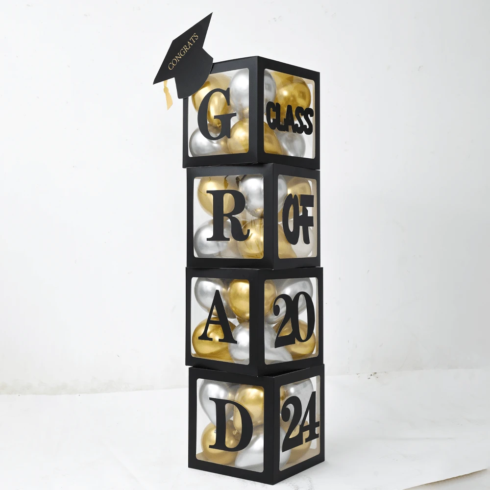 2024 Graduation Balloon Boxes Decorations, 4 Pieces Black Graduation ... 2024 Graduation Balloon Boxes Decorations, 4 Pieces Black Graduation ...