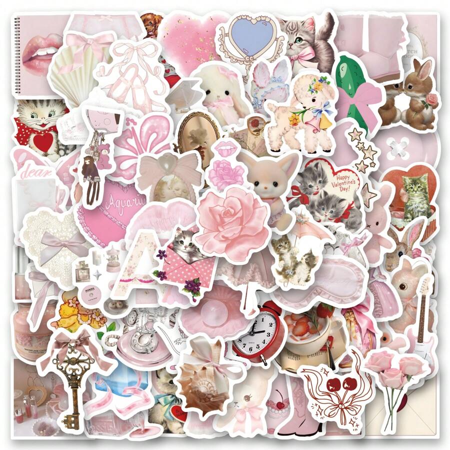 120PCS Coquette Aesthetic Stickers Pack | Cool Graffiti Stickers Vinyl ...