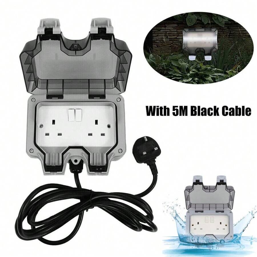 220-240V AC 5M Cable IP66 Rating Weatherproof Outdoor Plug 1 Gang ...