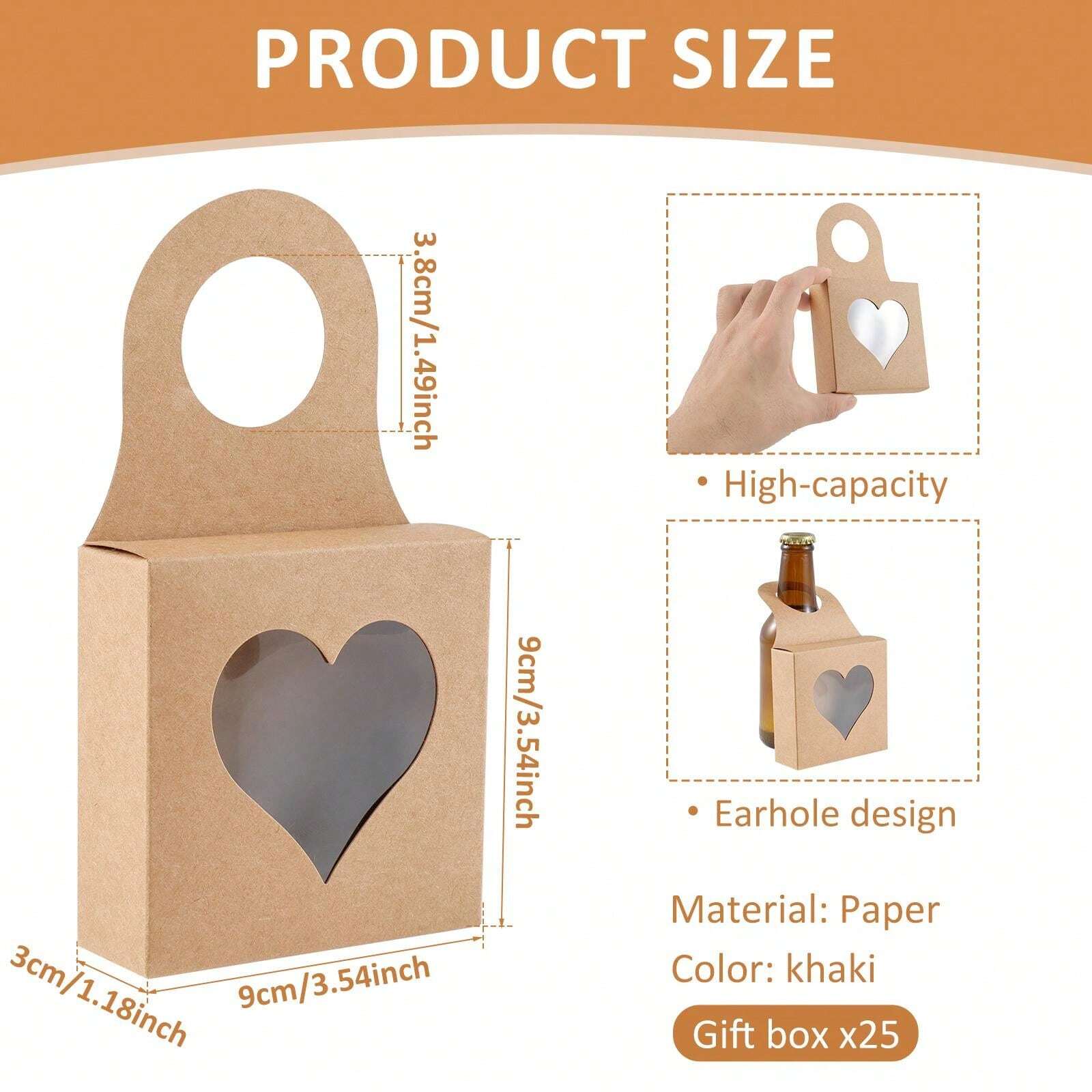 25Pcs Wine Bottle Box Foldable Wine Treat Box With Heart Window ...