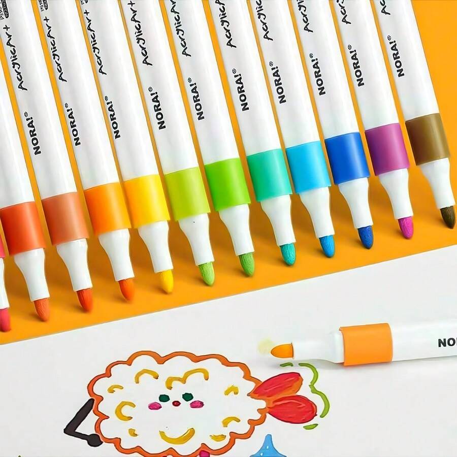 24 Colors Acrylic Marker Pens For Kids, Kindergarten, Students, , Non ...