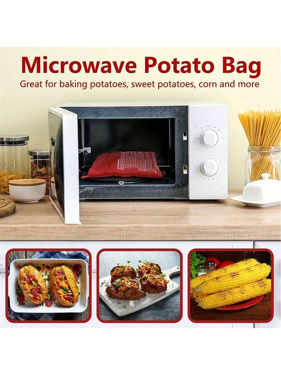 1pc New Red Washable Cooker Bag Microwave Potato Bags Baked Potato ...