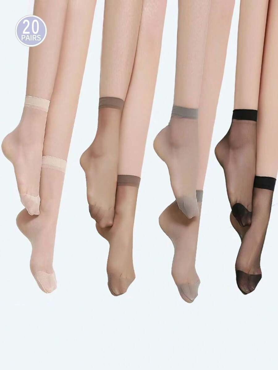 20pairs/set Women's Thin Crystal Silk Anti-bacterial, Anti-hook ...