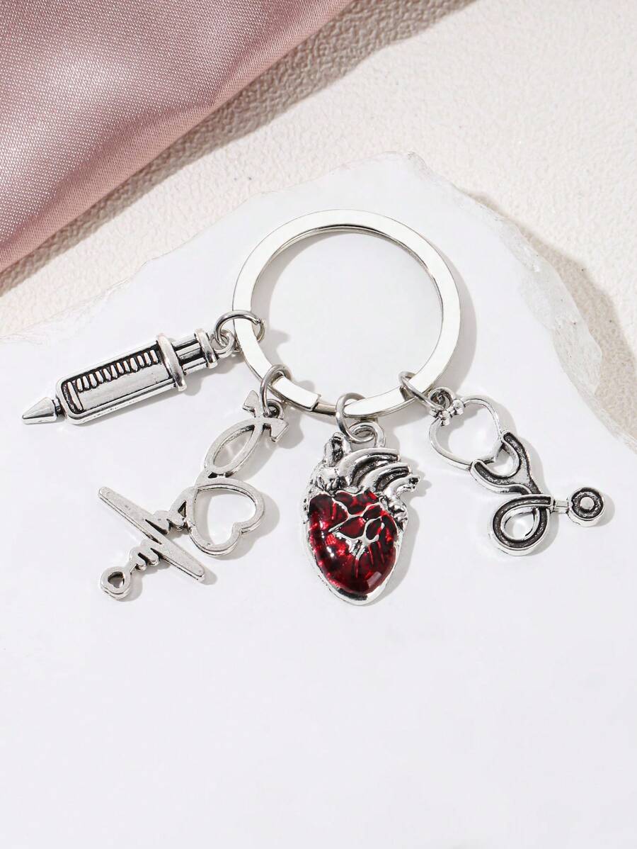 Oil Drop Heart Shape Syringe & Stethoscope & Heart Shaped Keychain ...