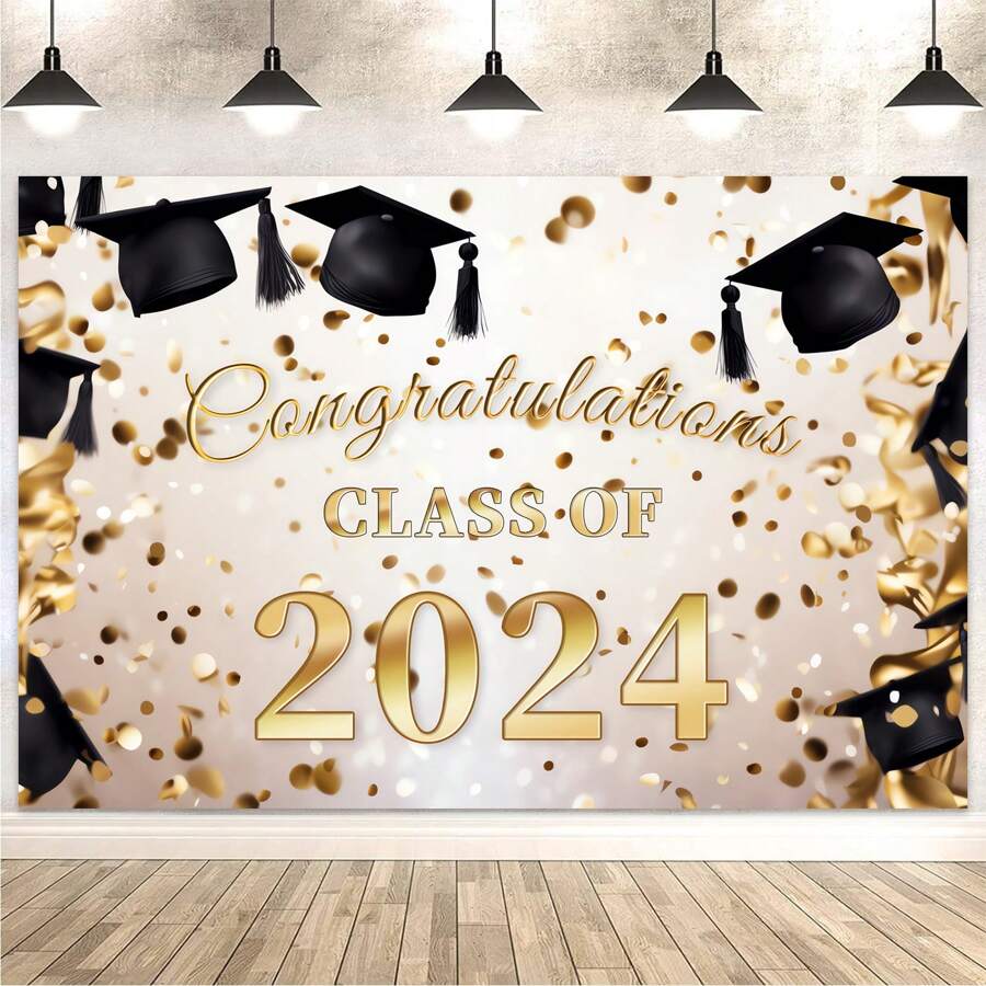 5*3 Feet 2024 Graduation Backdrop Various Styles Glitter Large ...