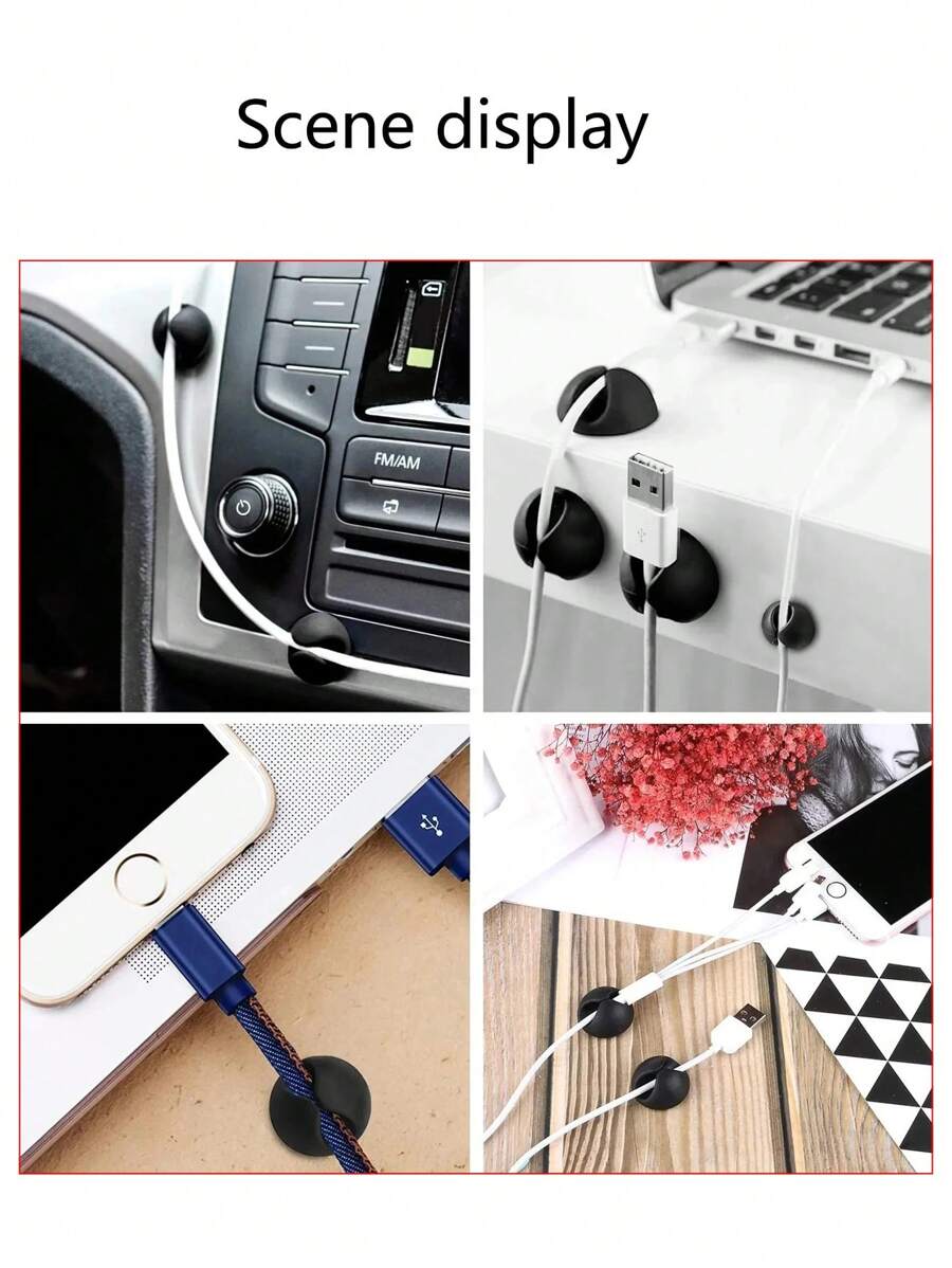 20pcs Black Desktop Cable Organizer, Single Channel Cable Management ...