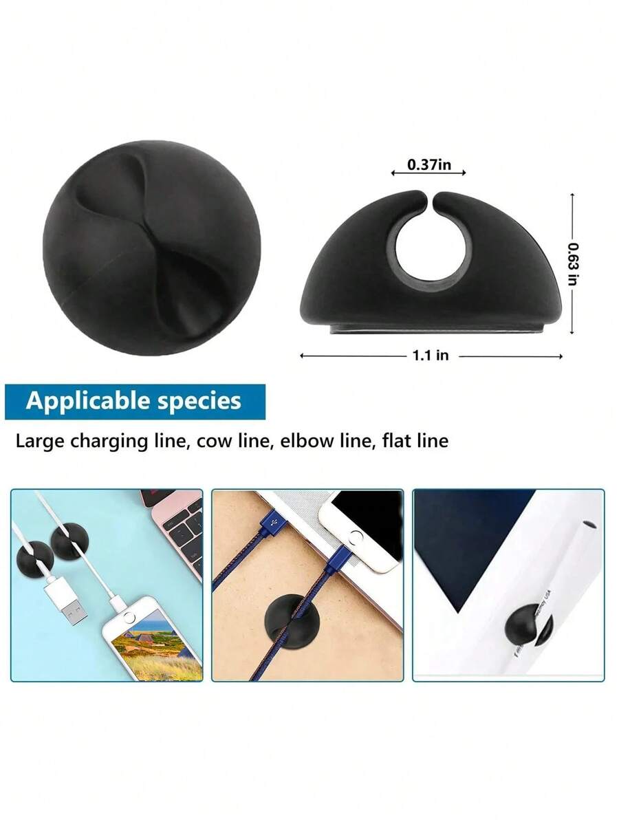 20pcs Black Desktop Cable Organizer, Single Channel Cable Management ...