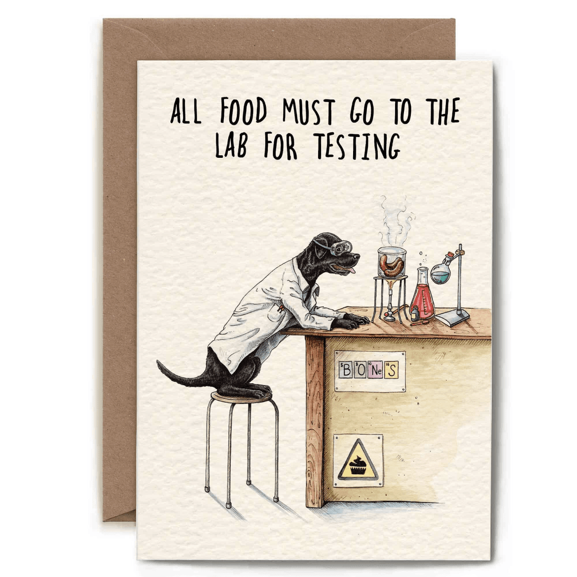 All Food Must Go To The Lab For Testing Card - Black Lab Card - Black ...