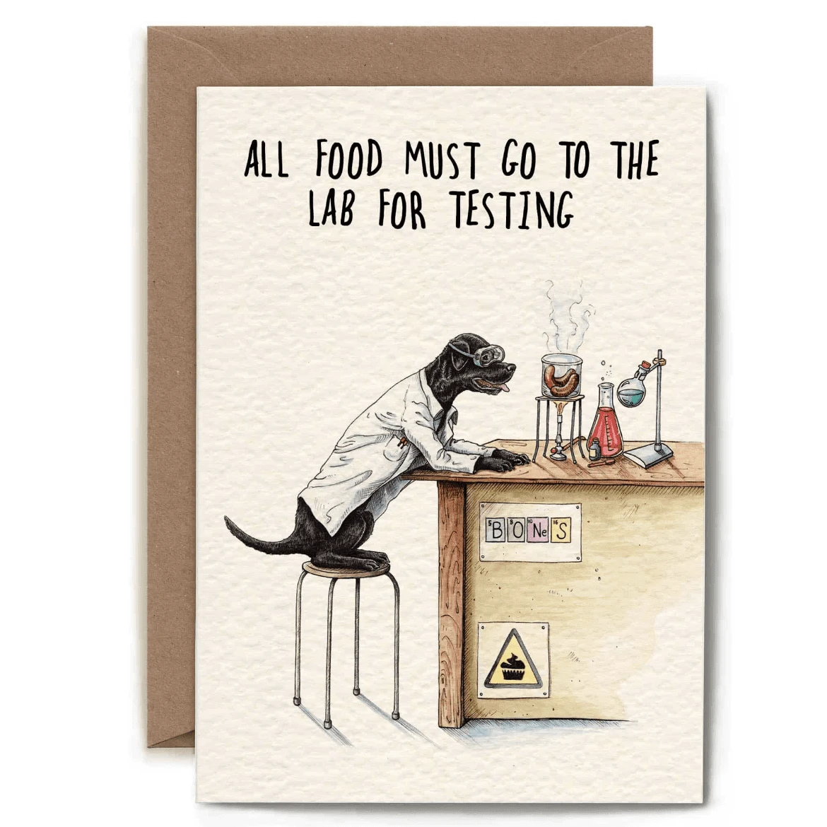 All Food Must Go To The Lab For Testing Card - Black Lab Card - Black ...