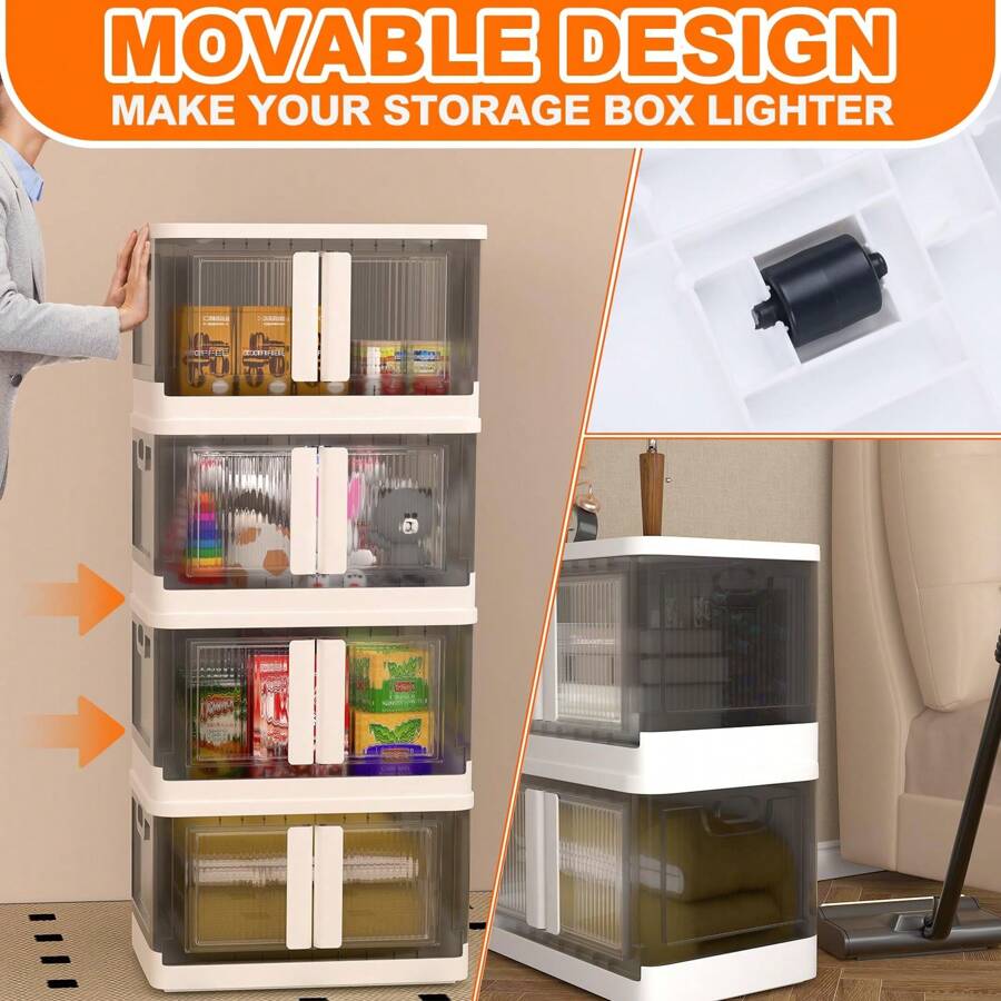 6 Pack- 34 Quarts Storage Bins With Lids And Wheels, Stackable ...