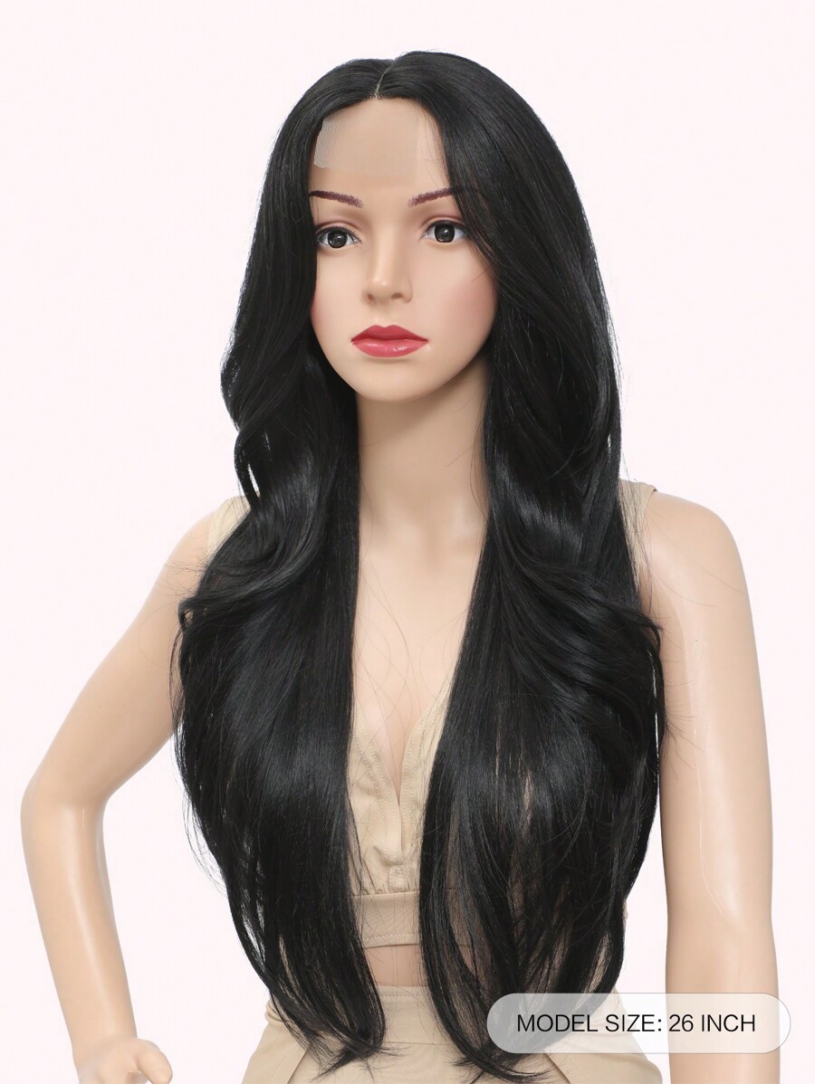 Long Straight Wig For Women Natural Black Hair Wig 1.5*3.5inch Lace ...