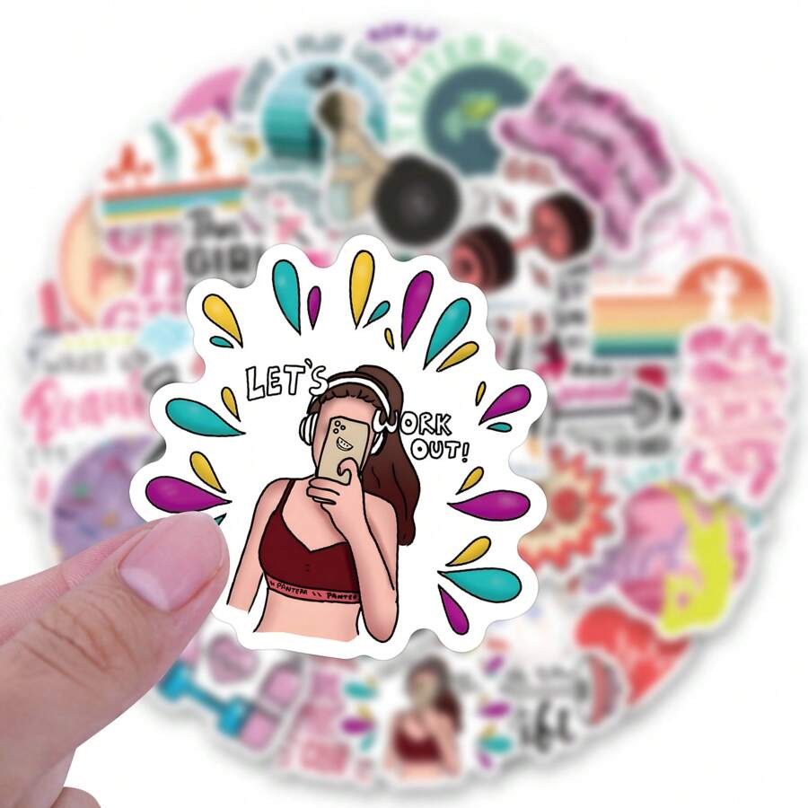 Fitness Stickers For Girls [60Pack], Vinyl Workout Stickers, Girl Power ...