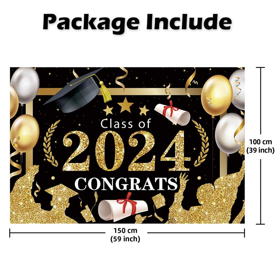5*3 Feet 2024 Graduation Backdrop Various Styles Glitter Large ...