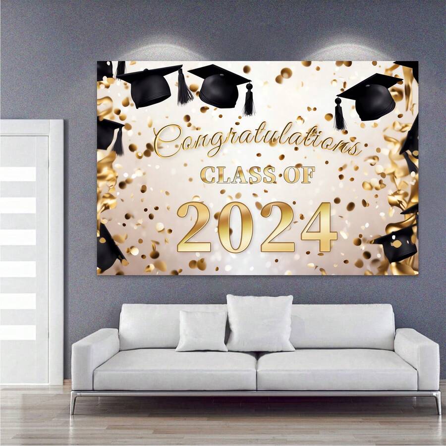 5*3 Feet 2024 Graduation Backdrop Various Styles Glitter Large ...