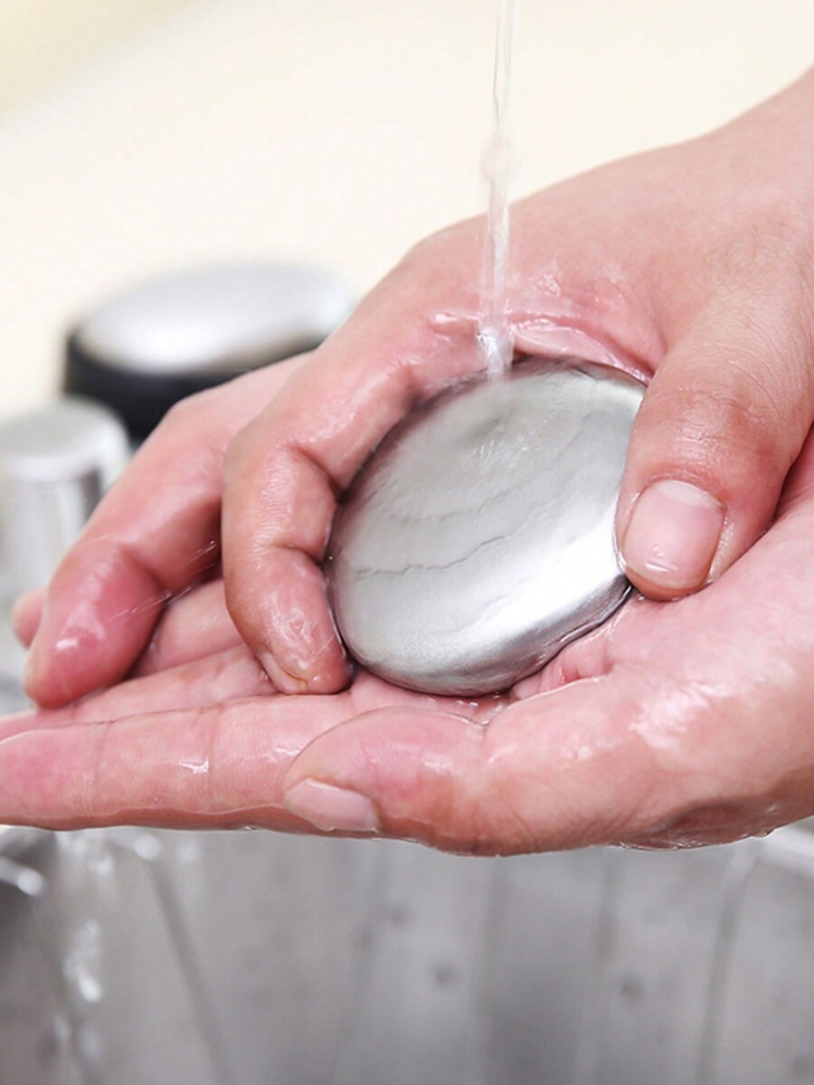 1pc Silver Stainless Steel Kitchen Soap, Metallic Deodorant Soap For ...