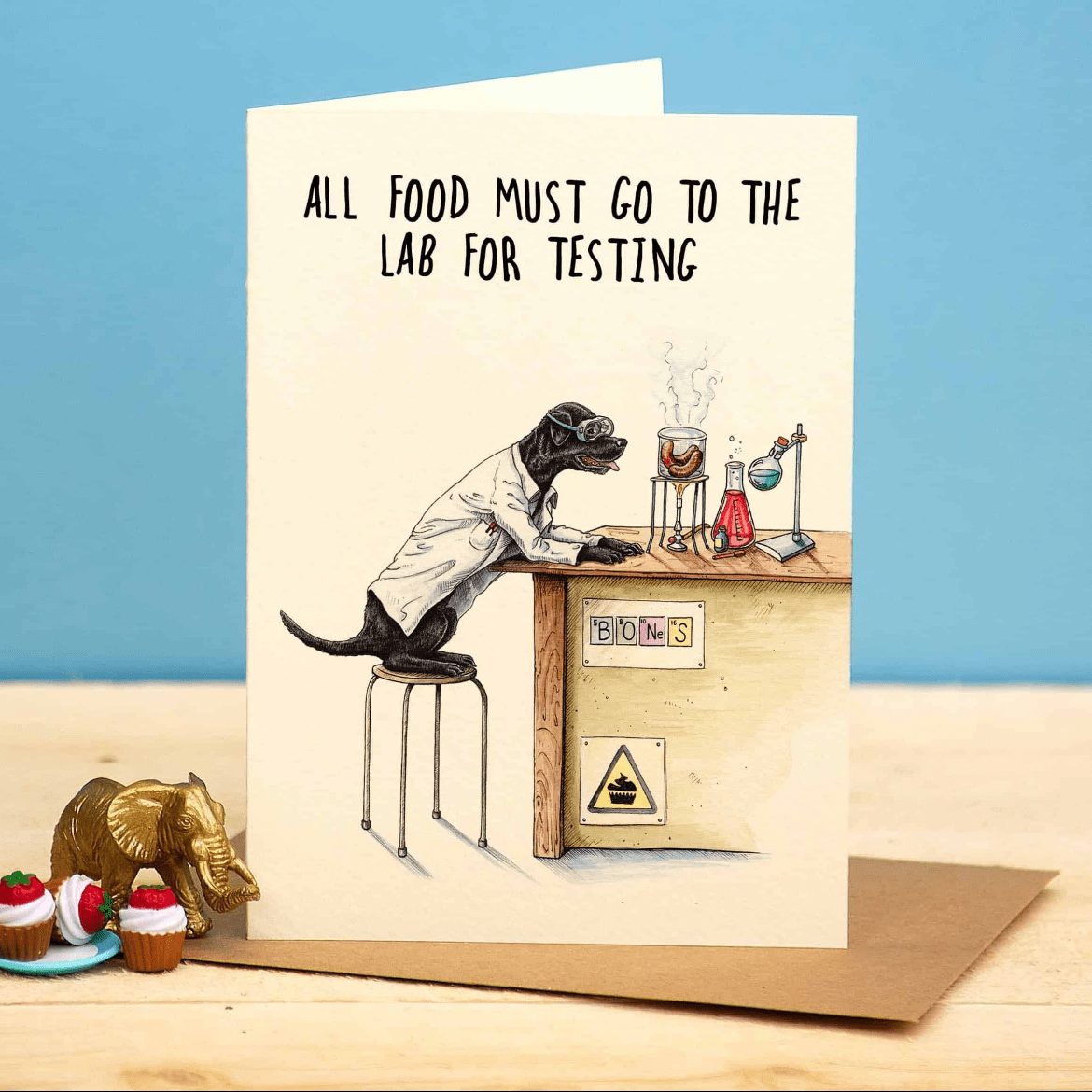 All Food Must Go To The Lab For Testing Card - Black Lab Card - Black ...